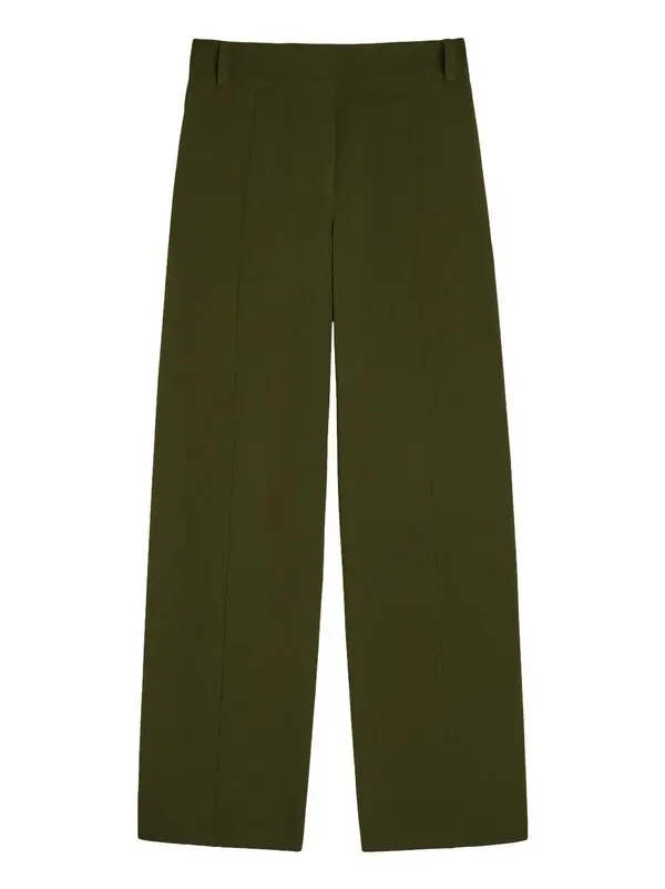 Another Tomorrow Wide-leg Stretch-wool Trousers - Dark Green