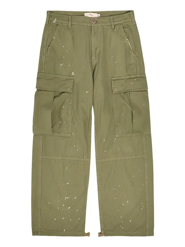 CHERRY LOS ANGELES Paint-effect Wide-leg Cargo Trousers - Green