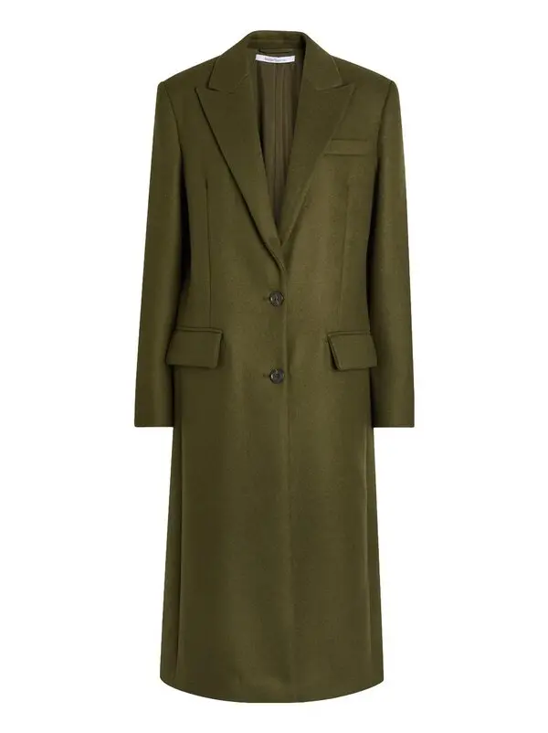 Another Tomorrow Tailored Virgin Wool Coat - Dark Green