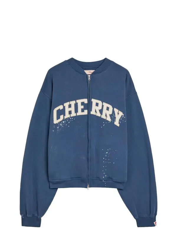 CHERRY LOS ANGELES Logo Appliquéd Zip-through Cotton Sweatshirt - Blue