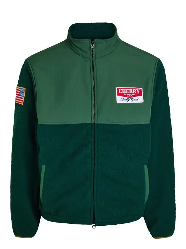 CHERRY LOS ANGELES Racing Appliquéd Panelled Fleece Jacket - Green
