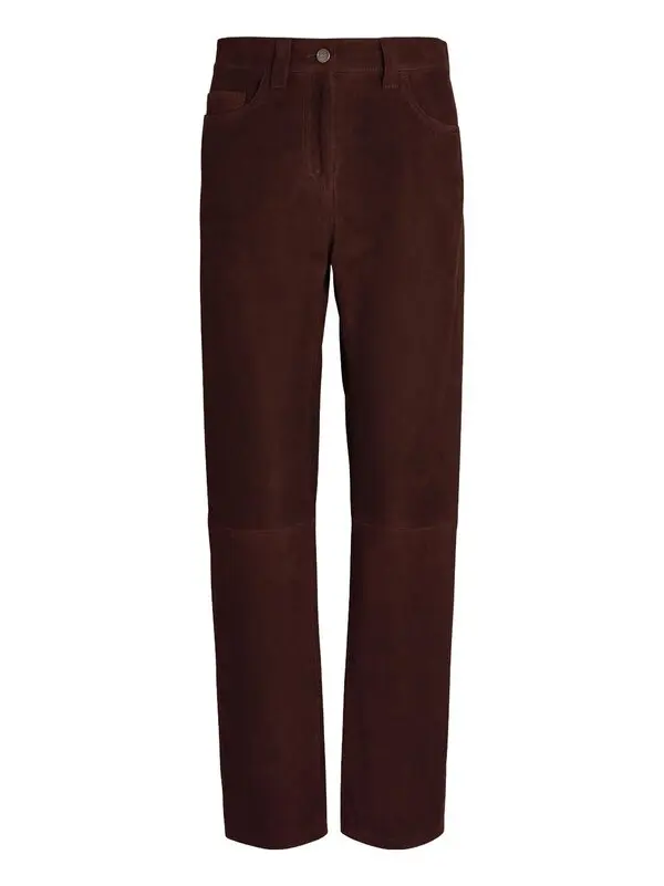 Khaite Callum Straight-leg Suede Trousers - Dark Brown