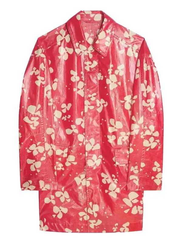 Dries Van Noten Printed Coated Coat - Red