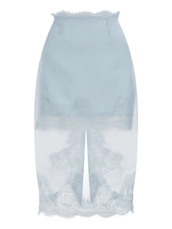 Aje Ophelia Silk Lace Midi Skirt - Blue