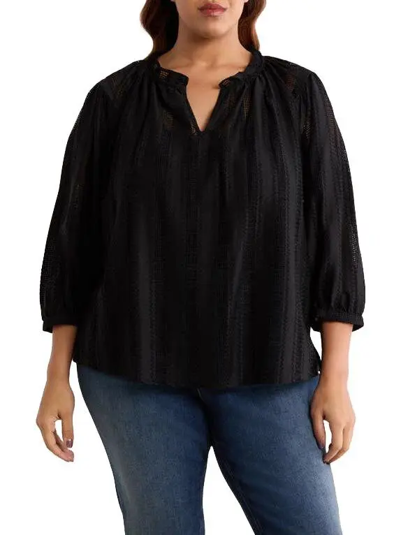 Vince Camuto Raglan Sleeve Peasant Blouse - Rich Black