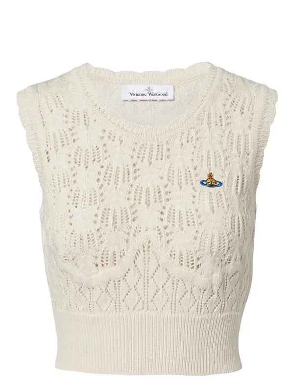 VIVIENNE WESTWOOD Ella Cropped Cotton Sweater Vest - White