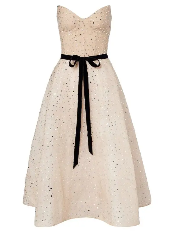 Monique Lhuillier Belted Embellished Cocktail Dress - Pink