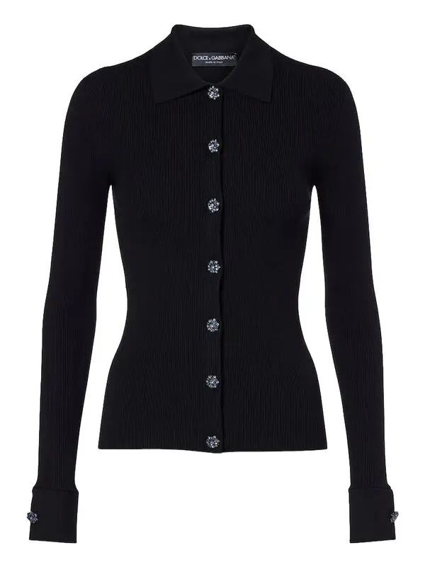 Dolce & Gabbana Ribbed Knit Cardigan - Black