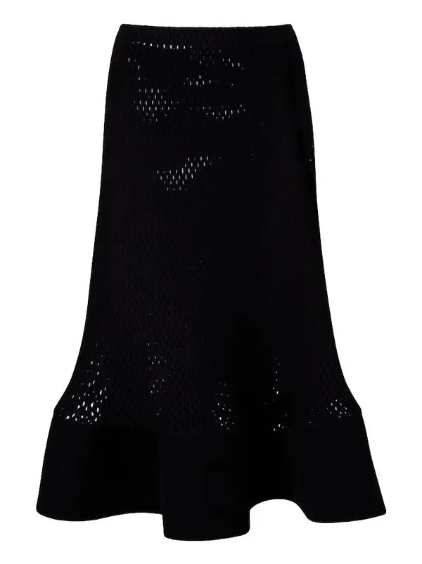 Alaïa Open-knit Wool-blend Midi Skirt - Black