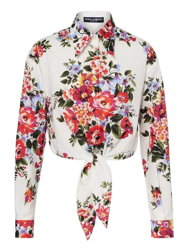Dolce & Gabbana Floral Cropped Cotton Shirt - Multicoloured