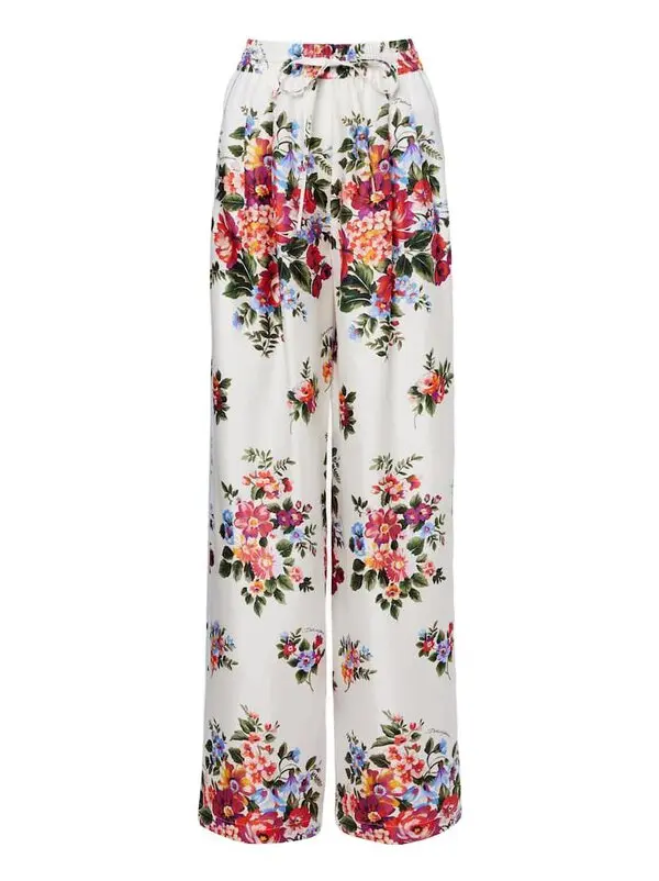 Dolce & Gabbana Floral Silk Wide-leg Pants - Multicoloured