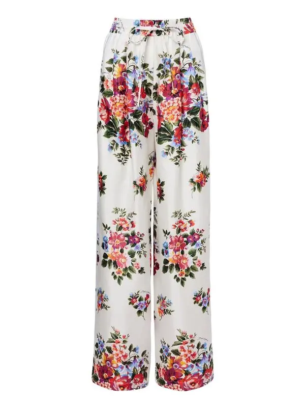 Dolce & Gabbana Floral Silk Wide-leg Trousers - Multicoloured