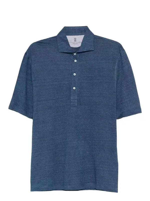 Brunello Cucinelli Buttoned Polo Shirt - Blue