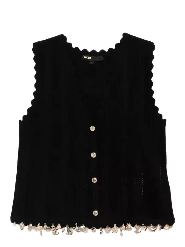 Maje V-neck Embellished Cardigan - Black