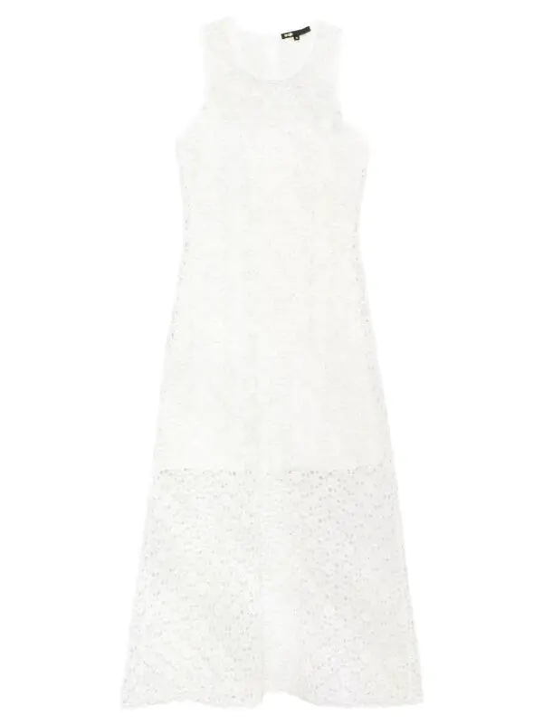 Maje Lace Knitted Midi Dress - White