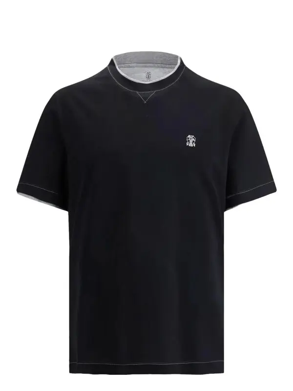 Brunello Cucinelli Embroidered-logo T-shirt - Black