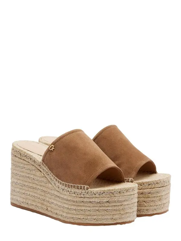 GIANVITO ROSSI Suede Espadrille Wedges - Beige