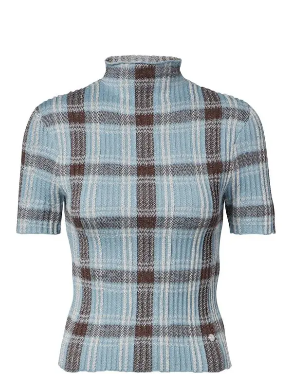 Acne Studios Kosa Checked Wool-blend Top - Blue