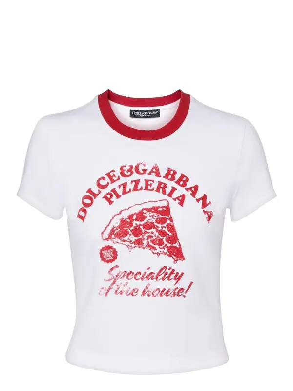 Dolce & Gabbana Printed Cotton-blend Jersey T-shirt - White