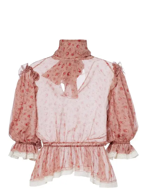 Dolce & Gabbana Floral Silk And Cotton Chiffon Blouse - Pink