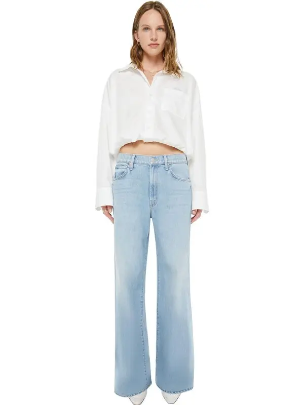 MOTHER The Ditcher Roller Zip Skim Jeans - Light Blue