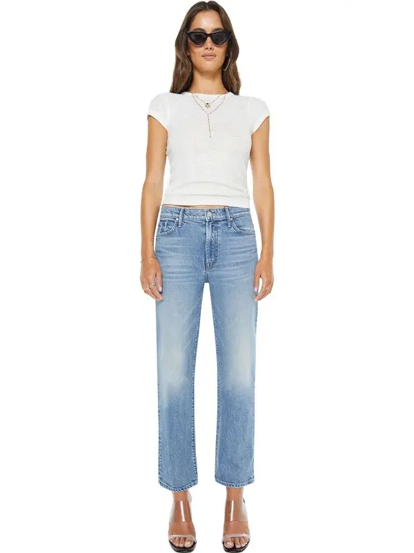 MOTHER The Kick It Ankle Birds Gone Wild Jeans - Light Blue
