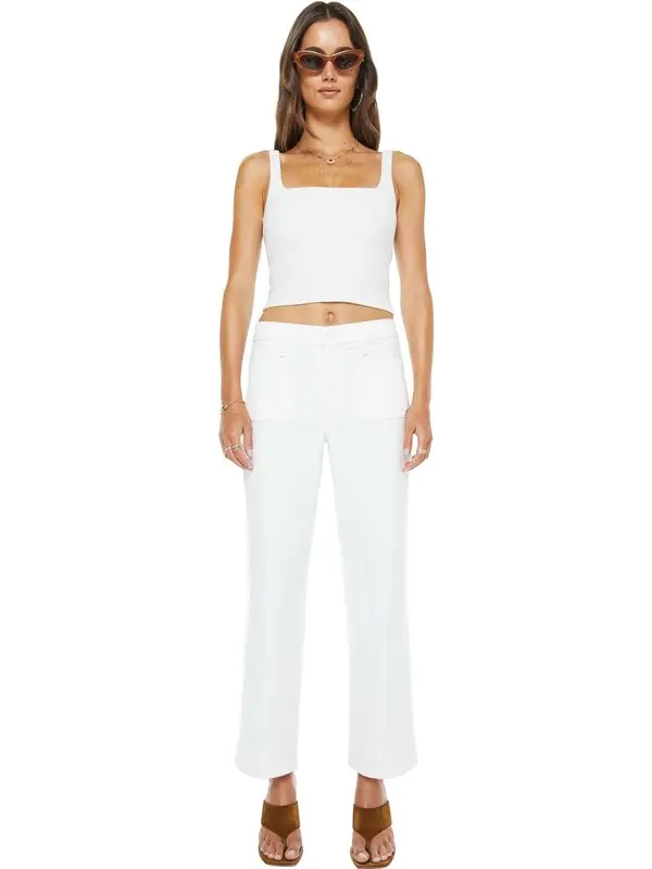 MOTHER The Patch Pocket Mid Rise Jeans - White