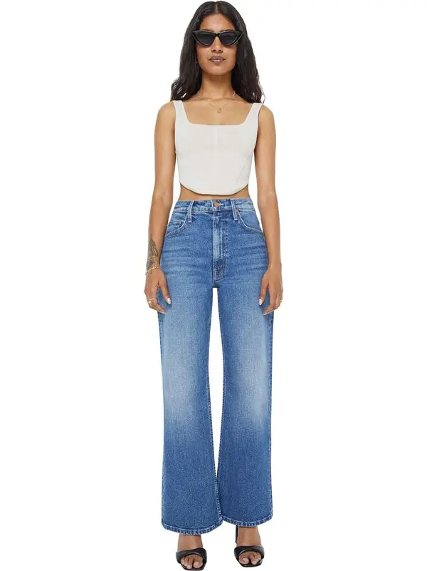 MOTHER Petites The Lil High Waisted Bookie Sneak Jeans - Blue