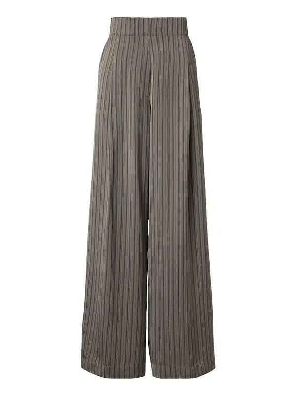 Dries Van Noten Striped Wide-leg Trousers - Grey