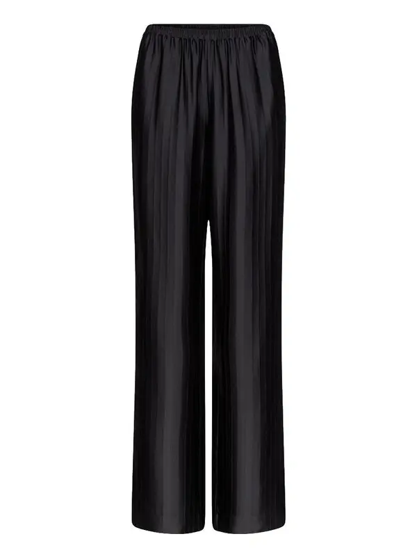 Loulou De Saison Striped Silk Blend Wide Leg Trousers - Black