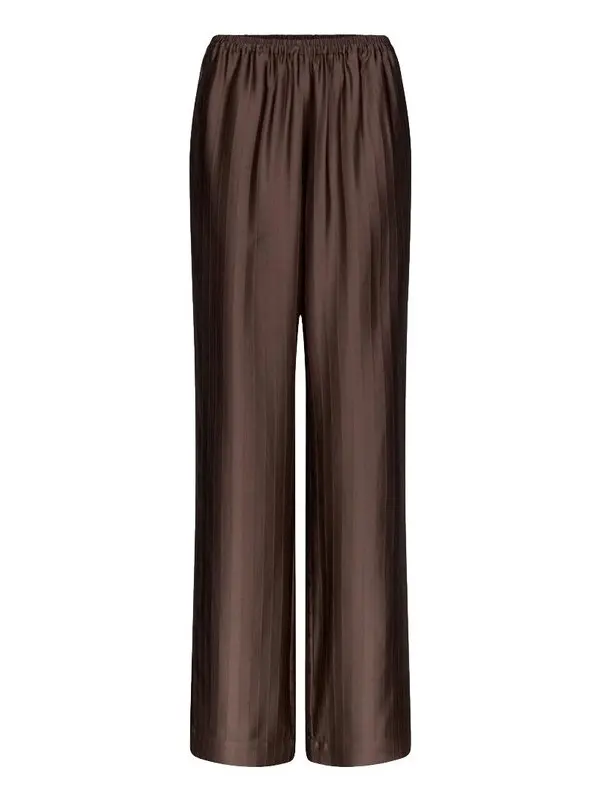 Loulou De Saison Striped Silk Blend Wide Leg Trousers - Brown