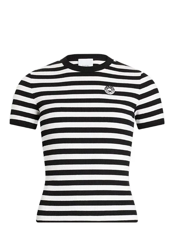 Patou Striped Ribbed Tee - Black & White