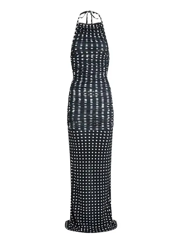 Patou Polka Dot Evening Dress - Navy