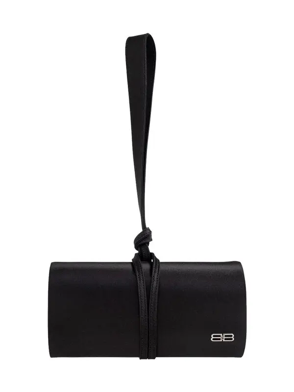 Balenciaga Satin Clutch With Looped Hand Strap - Black