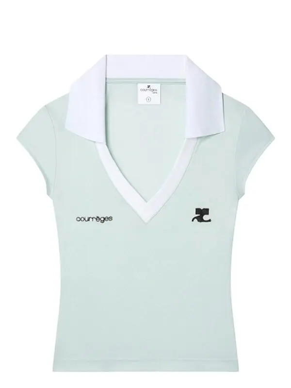 COURRÃ¨GES Sports Cropped Polo Top - Blue