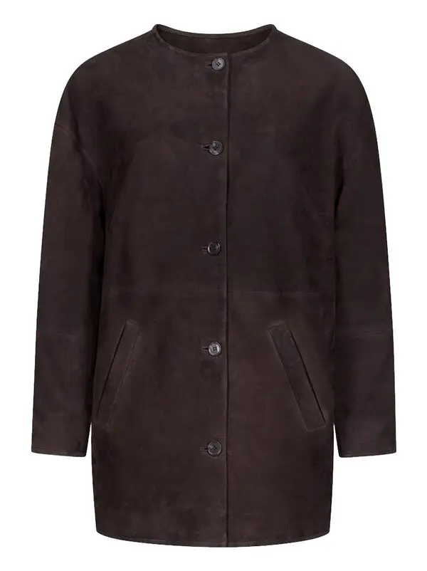 Loulou De Saison Oval-shaped Suede Coat - Brown