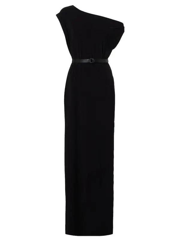 Norma Kamali Belted One-shoulder Maxi Dress - Black