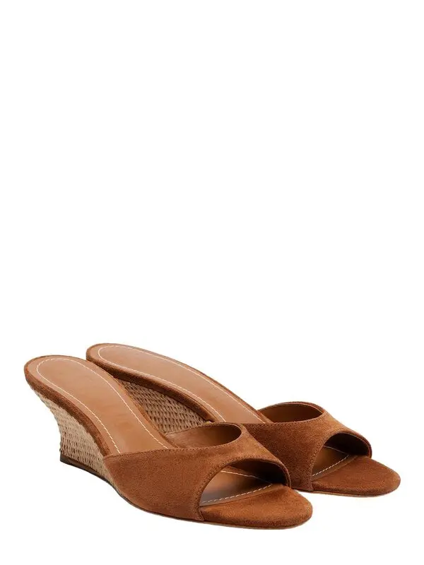 Staud Brigitte 60 Suede Wedges - Brown