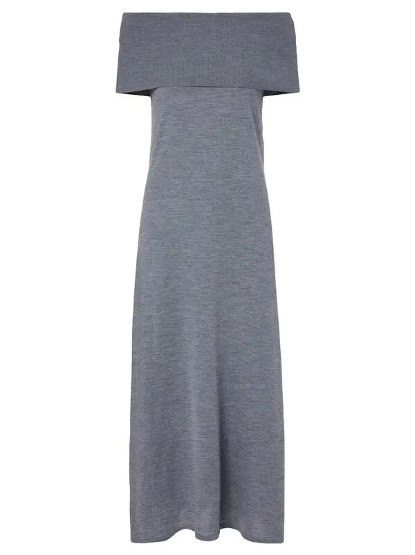 Jardin Des Orangers Off-shoulder Maxi Dress - Grey