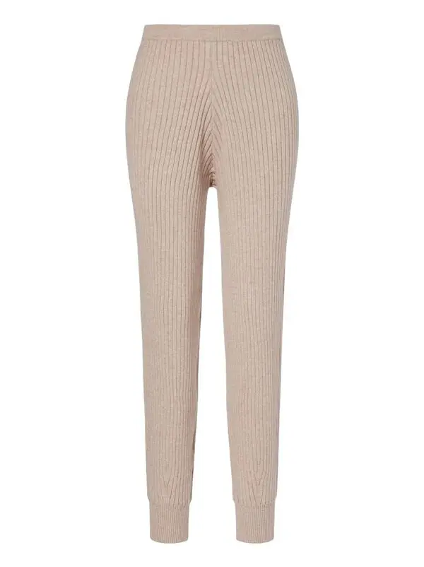 Jardin Des Orangers Ribbed-knit Cotton And Cashmere Sweatpants - Beige