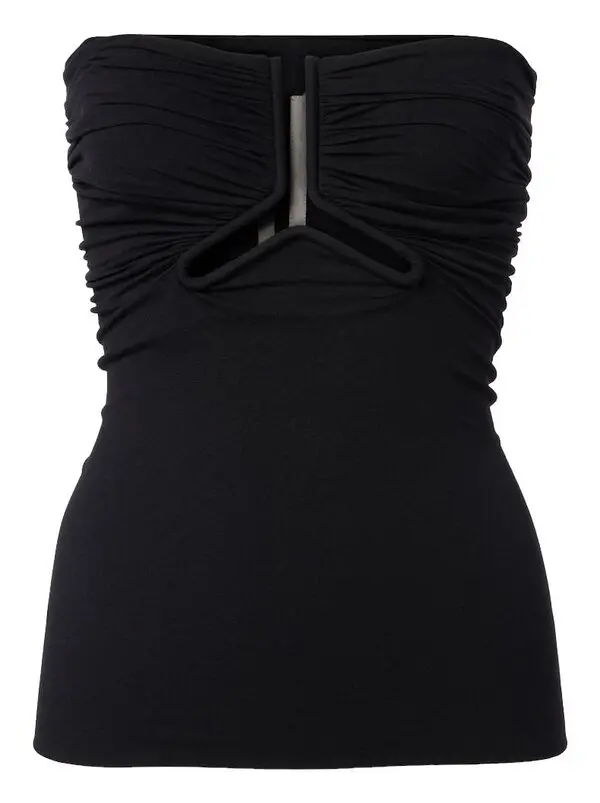 Rick Owens Cutout Ruched Strapless Top - Black