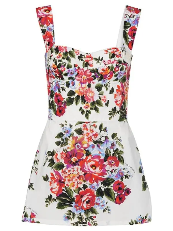 Dolce & Gabbana Floral Cotton Minidress - White