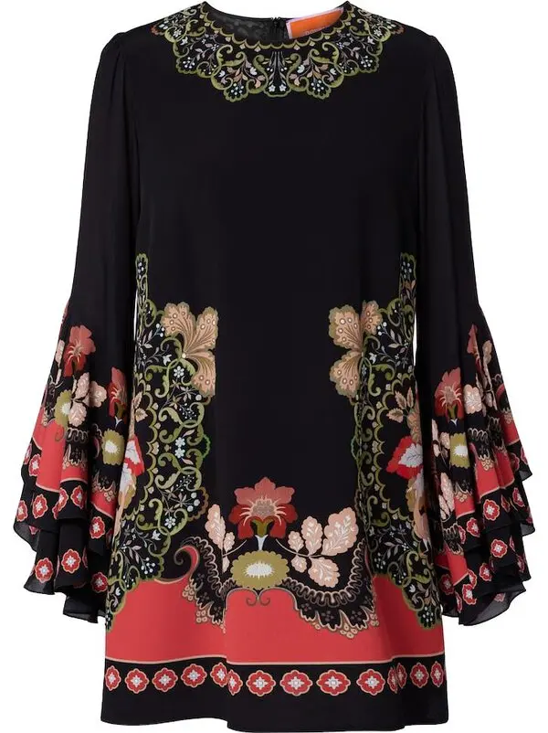 La DoubleJ Friday Printed Crêpe Mini Dress - Black