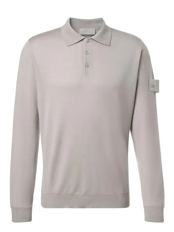 Stone Island Compass Virgin Wool Polo Shirt - Grey