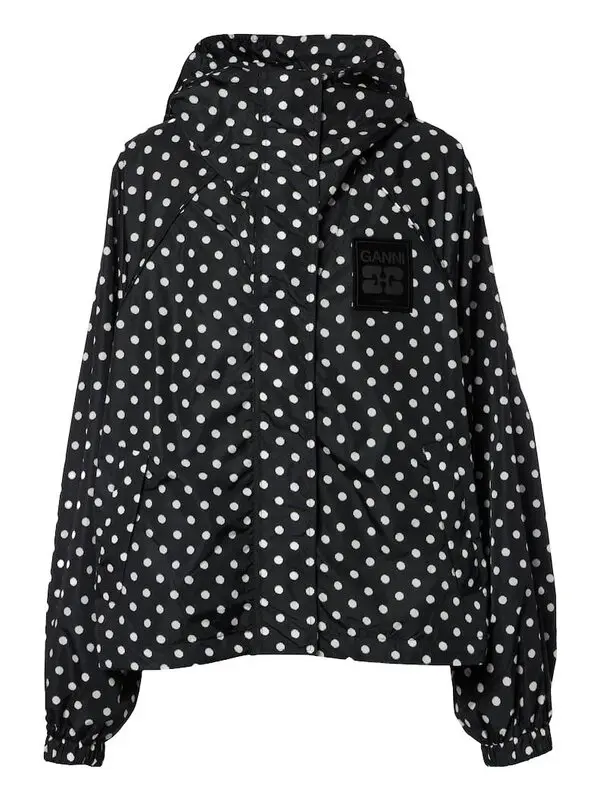 GANNI Polka-dot Hooded Jacket - Black