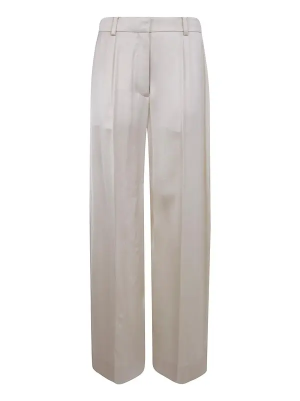 TOTEME Wide Leg Satin Trousers - White