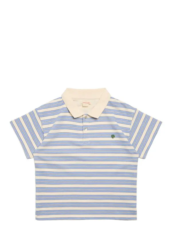 KONGES SLOJD Organic Cotton Stripe Polo Shirt - Blue