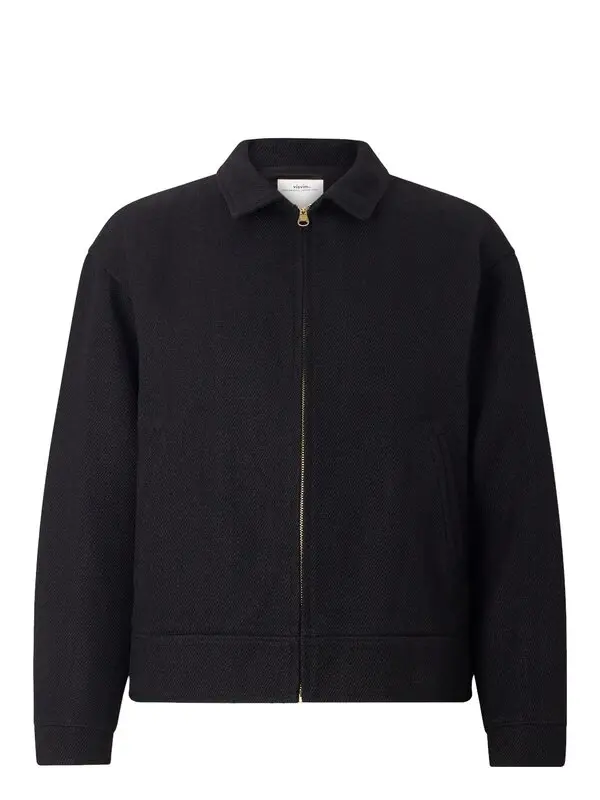 Visvim Strato Leather-trimmed Linen And Wool-blend Twill Jacket - Black