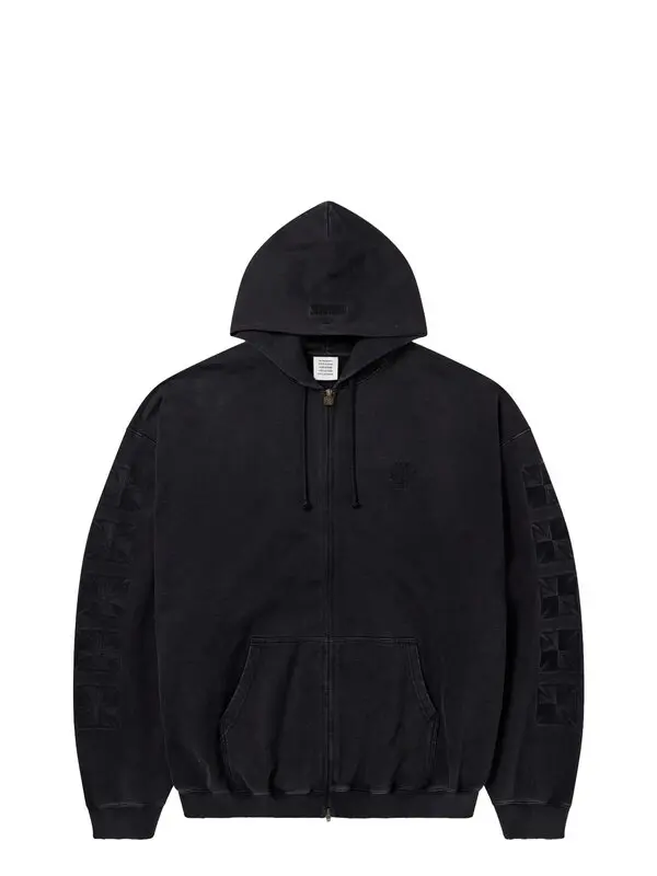 Vetements Logo-embroidered Zip-up Hoodie - Black