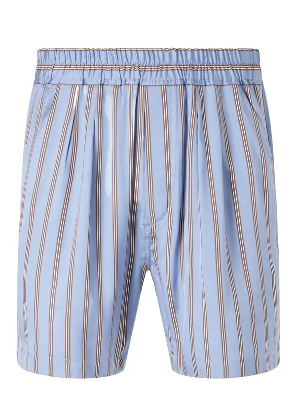 TOM FORD Straight-leg Striped Silk-twill Shorts - Blue